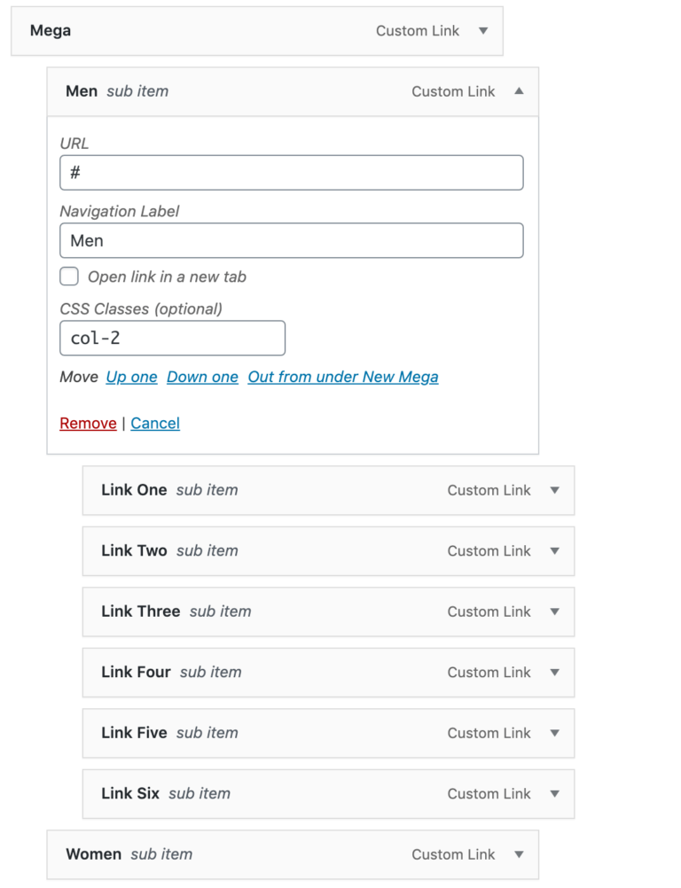 Create or edit a mega menu within the Shoptimizer WooCommerce theme