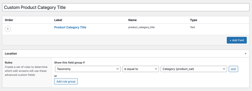 Create custom product category headings using ACF in Shoptimizer