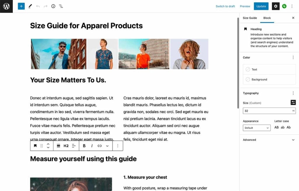 Outstanding Size Guide Examples in eCommerce