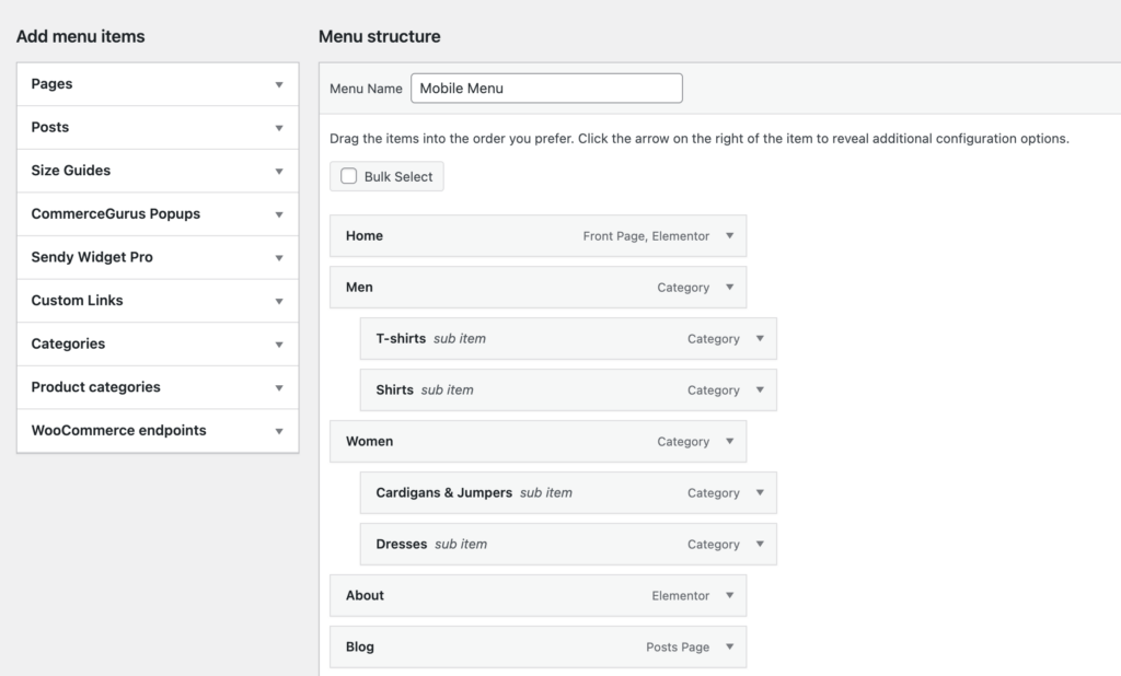 Creating a mobile-specific menu in Shoptimizer